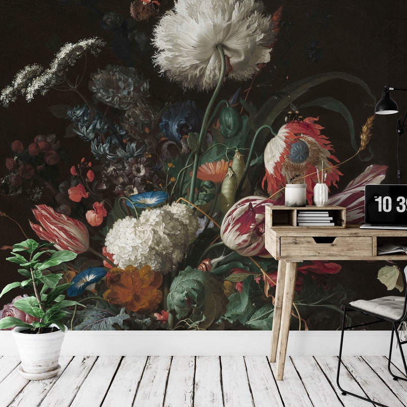 Dutch Floral Wallpaper - Etsy