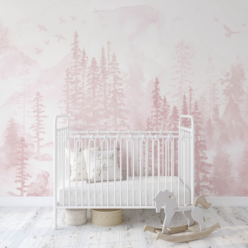 Pink Nursery Wallpaper - Etsy