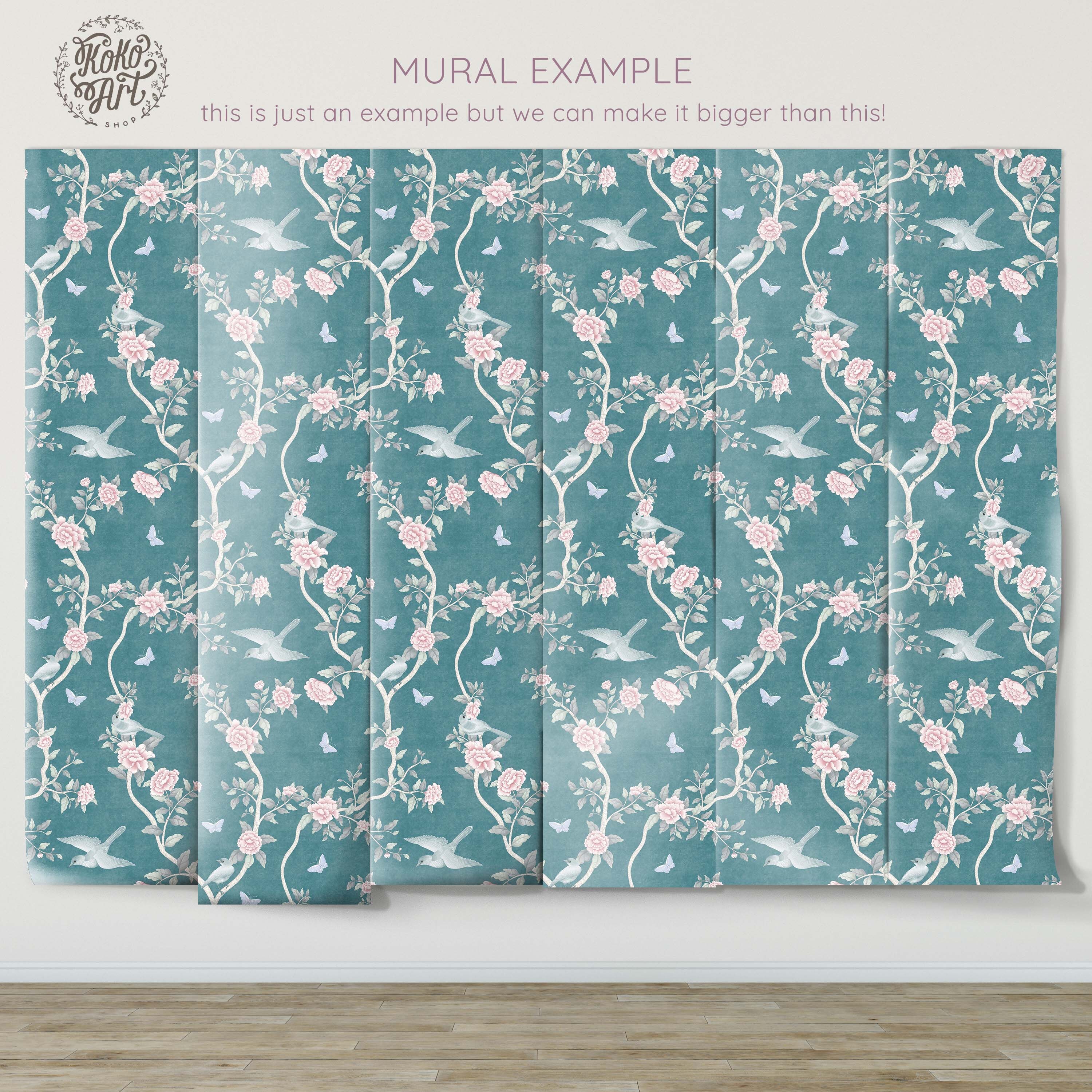 Le Tariche Chinoiserie in Aqua Blue Wallpaper Muralflowers - Etsy
