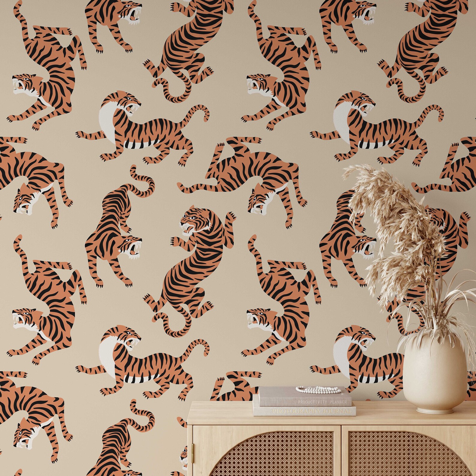 Boho Neutral Tiger Wallpaper Removable Peel and Stick - Etsy