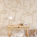 Faces Art Line Drawing in Cream Mural KM138 Large Scale Wallpaper ...