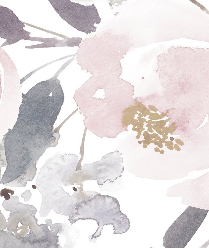 Delicate Forest Floral Large Scale Mural Wallpaper Watercolor - Etsy