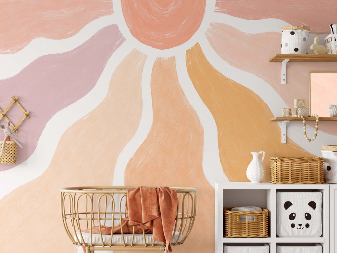Boho Sun Mural KM129 - Boho Abstract Sun Sunrise or Sunset Nursery Self ...
