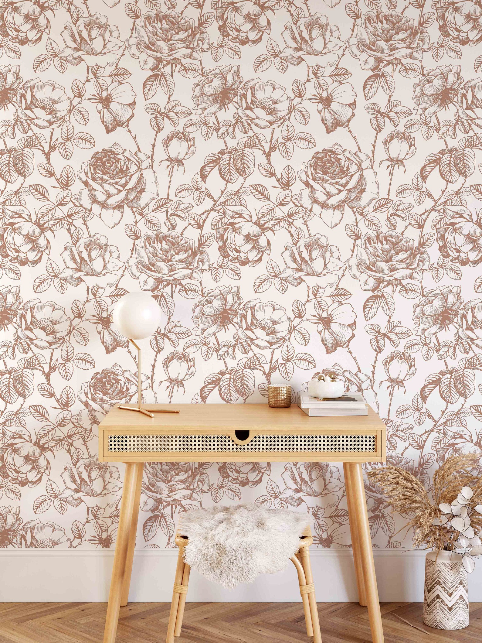 Boho Roses Wallpaper A177 Boho Peony Wallpaper Peel and Stick Removable ...