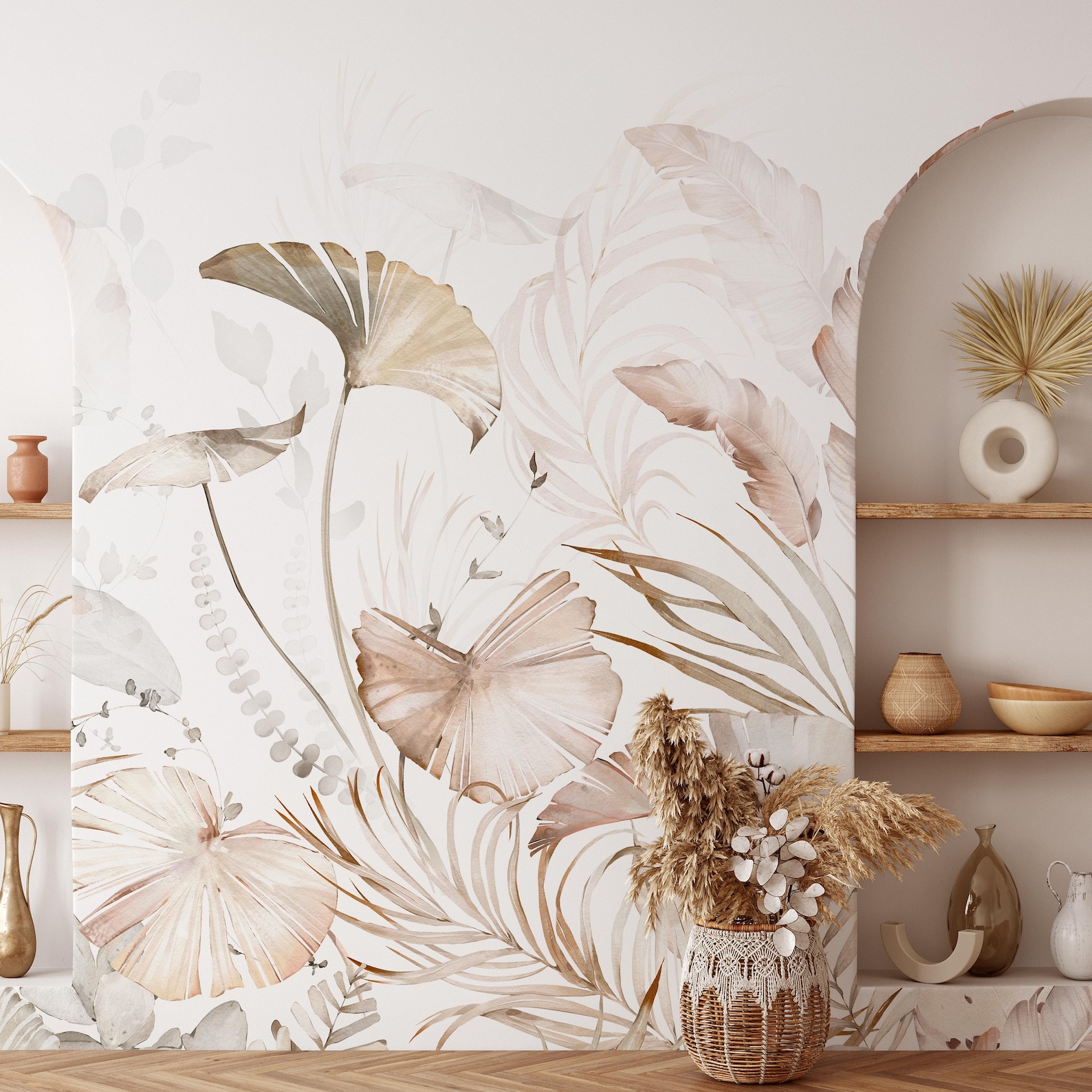 Tropical Neutral Minimalistic Mural KM233 Self Adhesive - Etsy