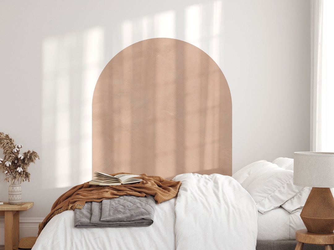 Pink Beige Neutral Light Arch Wall Decal, Minimalist Arch Decal for Bed ...