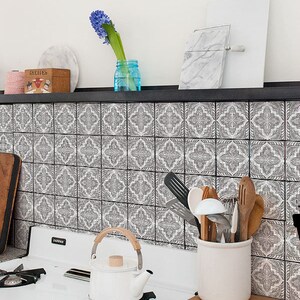 Gray Madeira Tile Stickers Full Tile Decal Vinyl Sticker Flooring ...