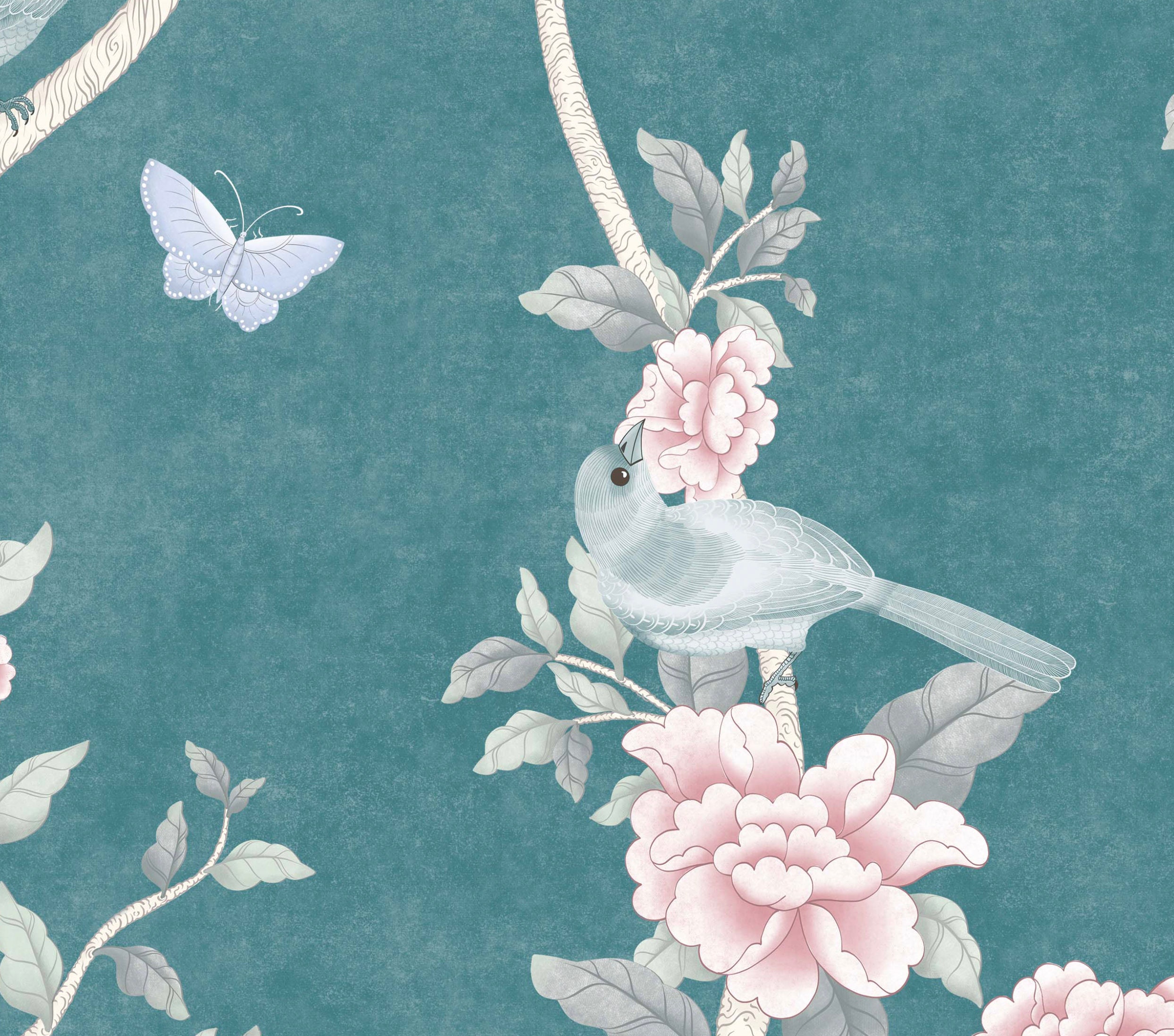 Le Tariche Chinoiserie in Aqua Blue Wallpaper Muralflowers - Etsy