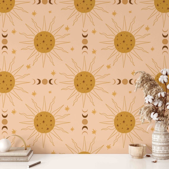 Boho Sun Wallpaper A159 Removable Peel and Stick Wallpaper | Etsy