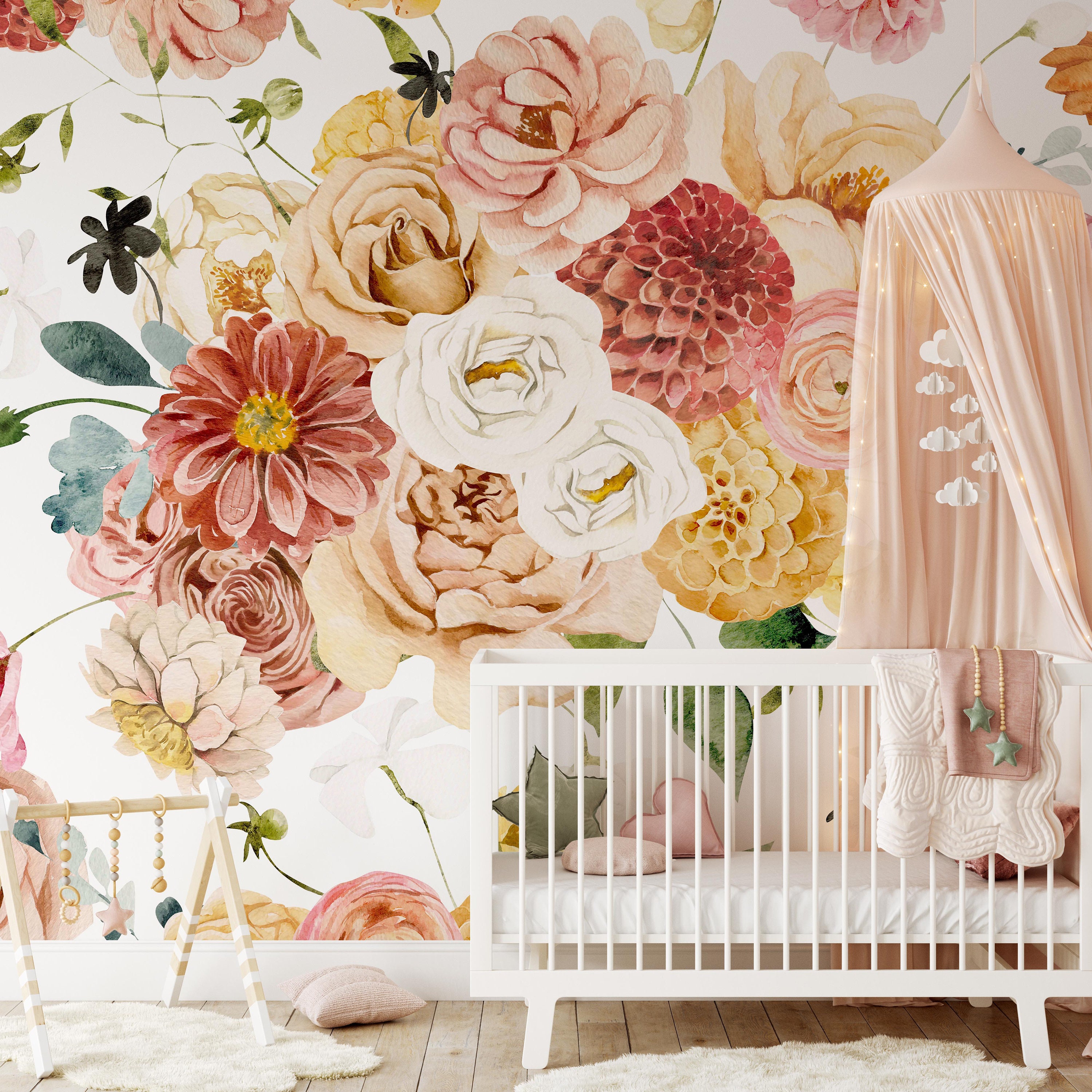 Blushing Spring Mural Peel and Stick Removable Wallpaper | Etsy