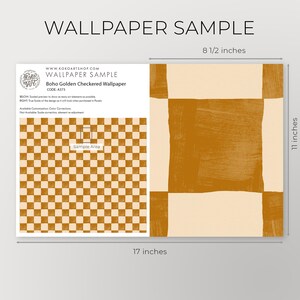 Golden Checkered Peel and Stick Wallpaper: Boho Geometric Pattern - Etsy
