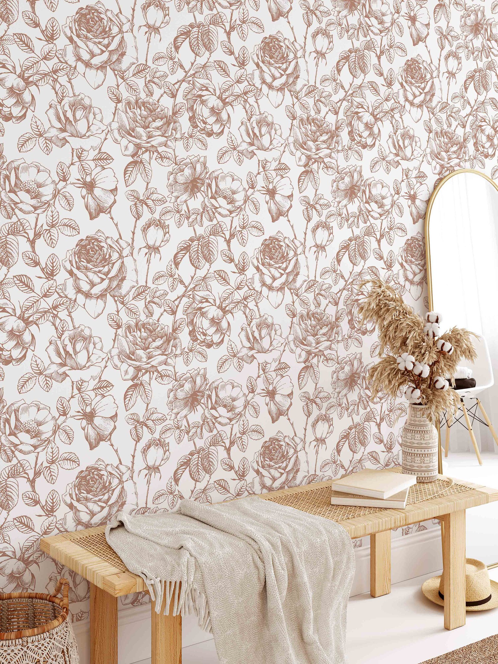 Boho Roses Wallpaper A177 Boho Peony Wallpaper Peel and Stick Removable ...
