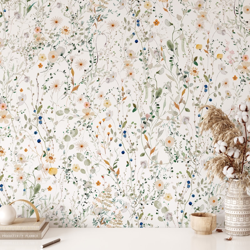 Large Floral Wallpaper - Etsy