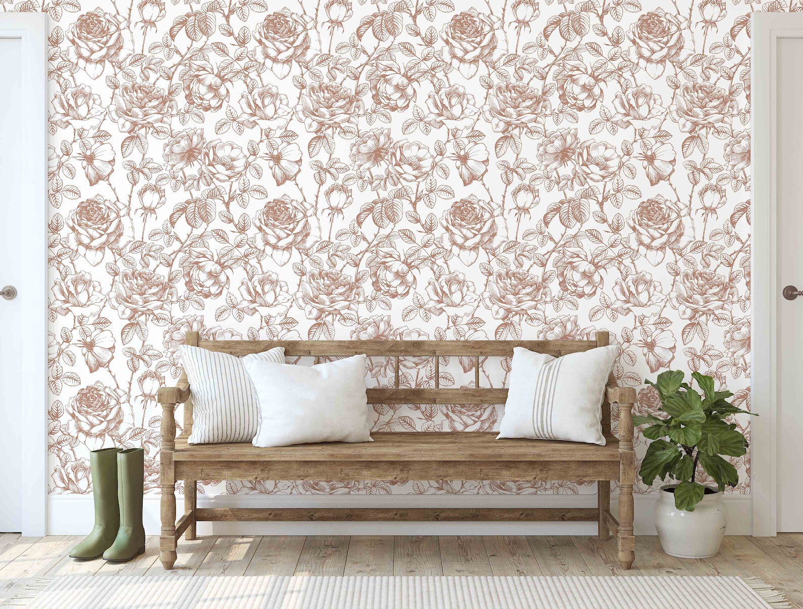 Boho Roses Wallpaper A177 Boho Peony Wallpaper Peel and Stick Removable ...