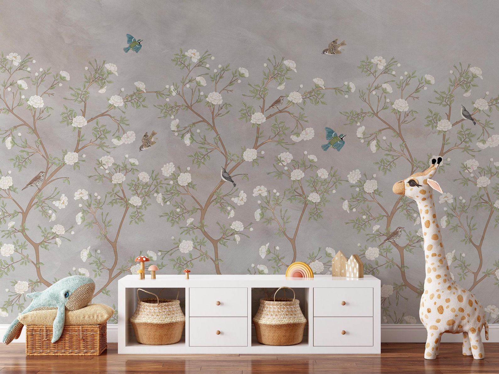 Charmony Chinoiserie Gray Wallpaper Mural M060 Large Scale - Etsy Charmony Chinoiserie Gray Wallpaper Mural M060 Large Scale - Etsy