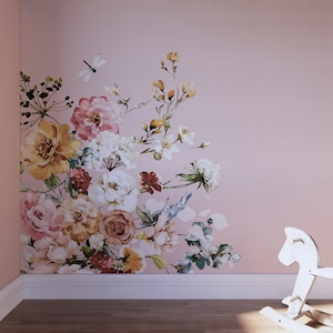 Floral Corner Wall Decals: Wild Garden Nursery Decor - Etsy