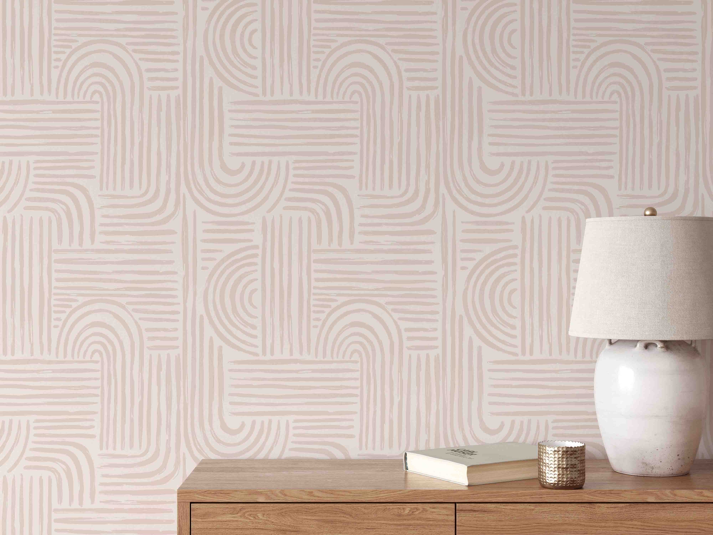 Seamless Rounded Lines Wallpaper A289 Peel and Stick Removable | Etsy