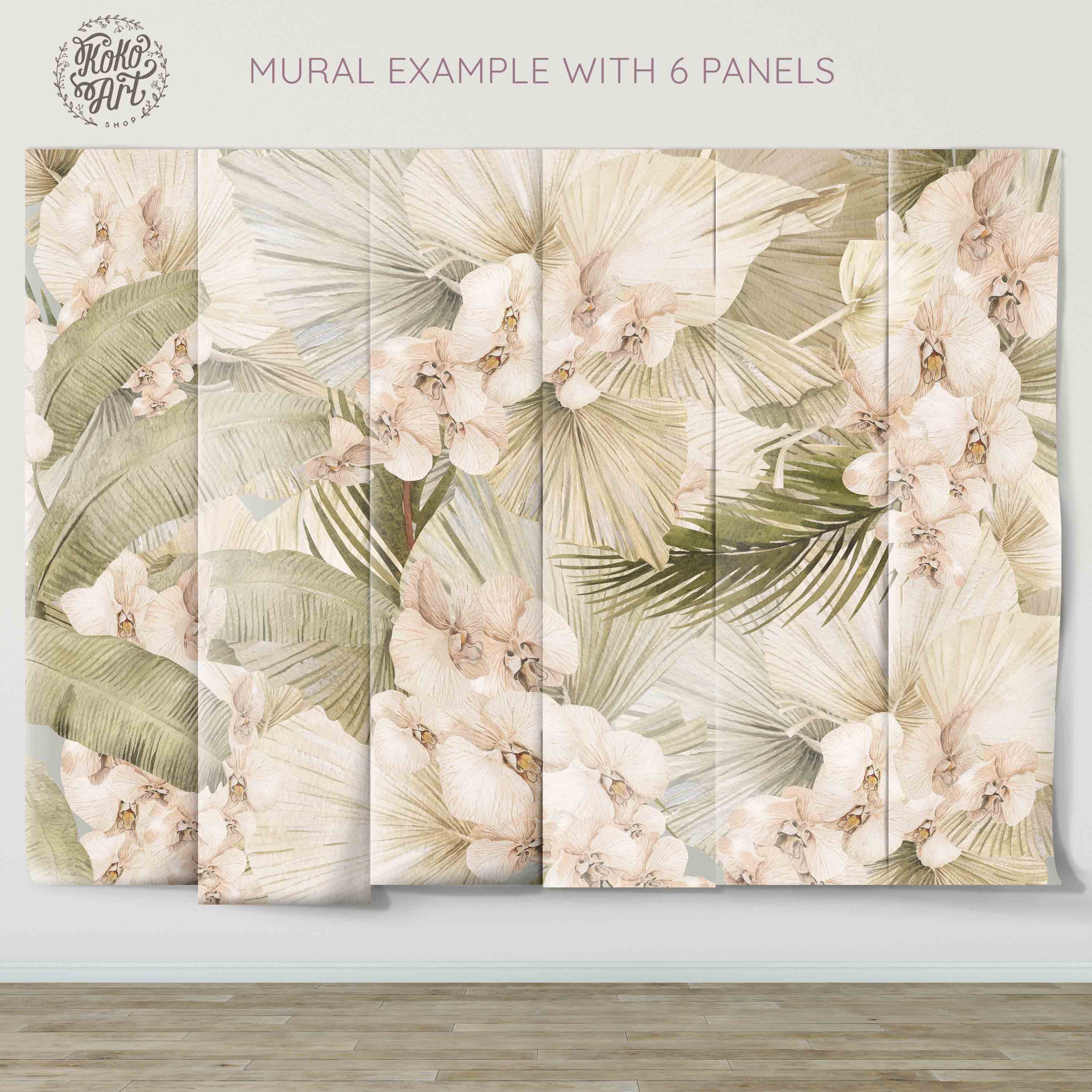 Tropical Oasis Mural KM096 Watercolor Tropical Floral Mural | Etsy