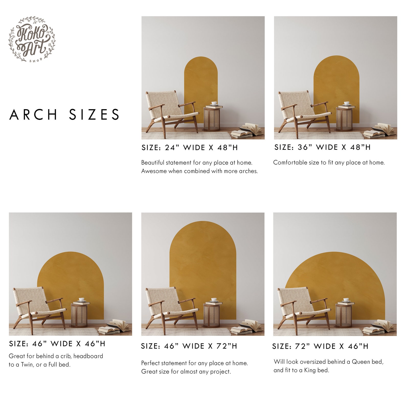 Neutral Color Block Arch Wall Decal: Peel and Stick Decor - Etsy