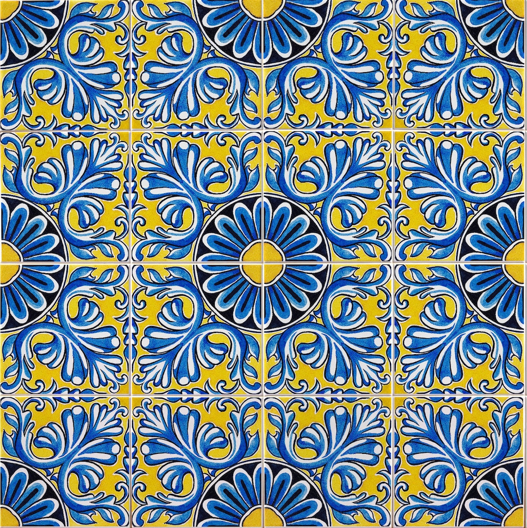 Italian Tile Stickers: Yellow & Blue Vinyl, Peel and Stick (quart Pack ...