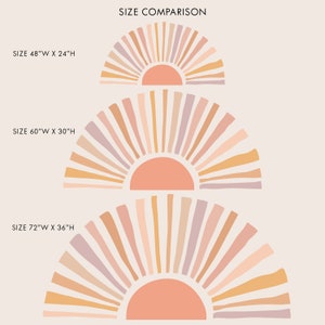 Boho Sun Decal for Bed or Crib, Sun Decal in Sunset Blush Colors and ...