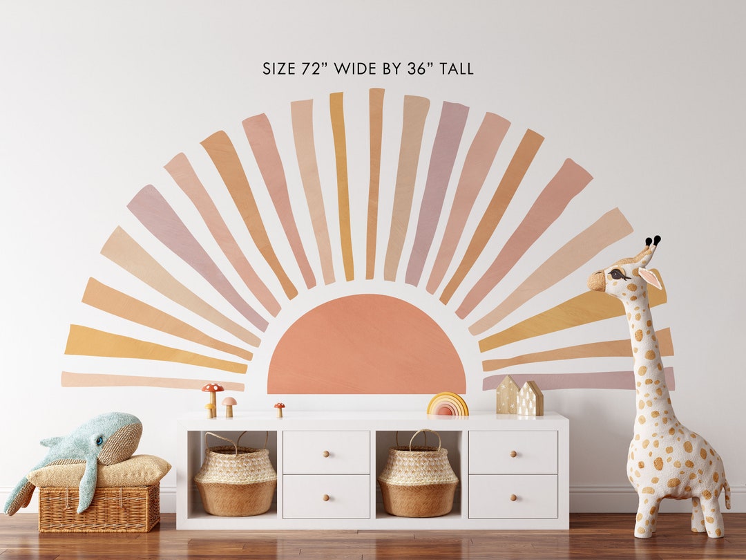 Boho Sun Decal for Bed or Crib, Sun Decal in Sunset Blush Colors and ...