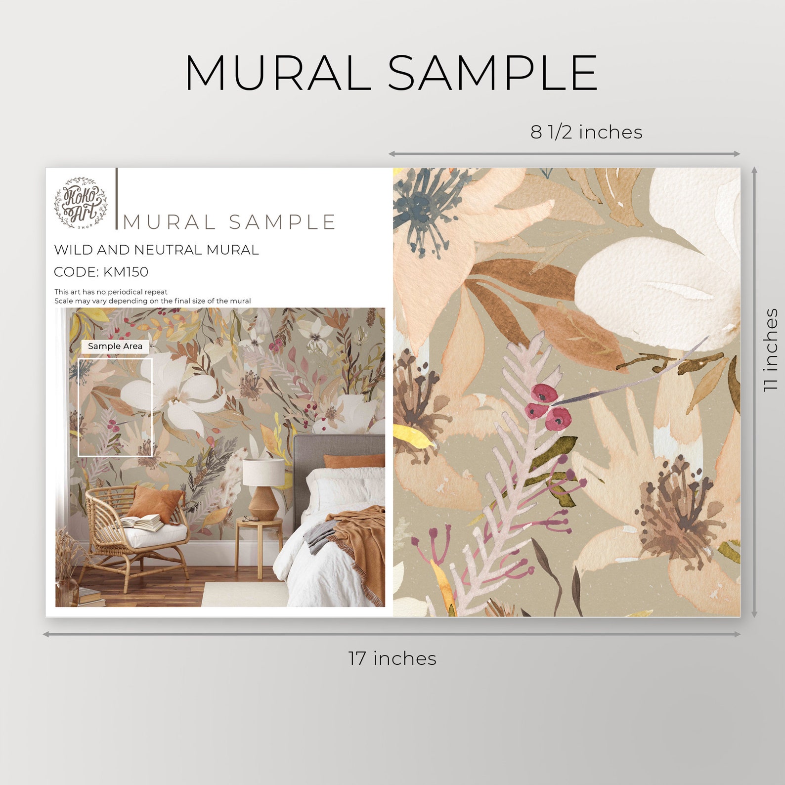 Wild and Neutral Mural KM150 Self Adhesive Large Scale - Etsy