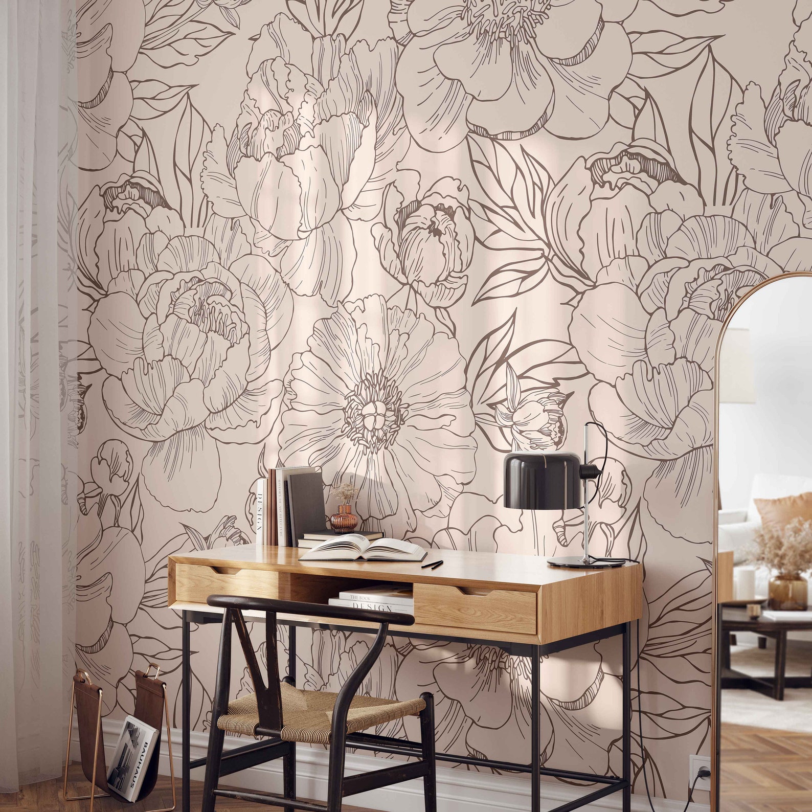 Minimal and Neutral Floral Garden Mural KM219 Self Adhesive - Etsy