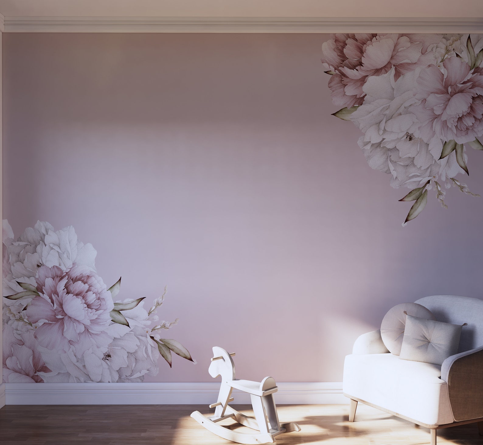 Sweet Pinky Peony Bouquet Decals D085 Nursery Floral Corner Decals for ...