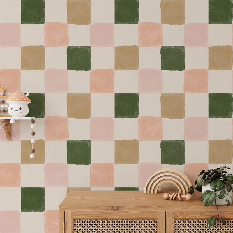 Pink Checkered Wallpaper - Etsy