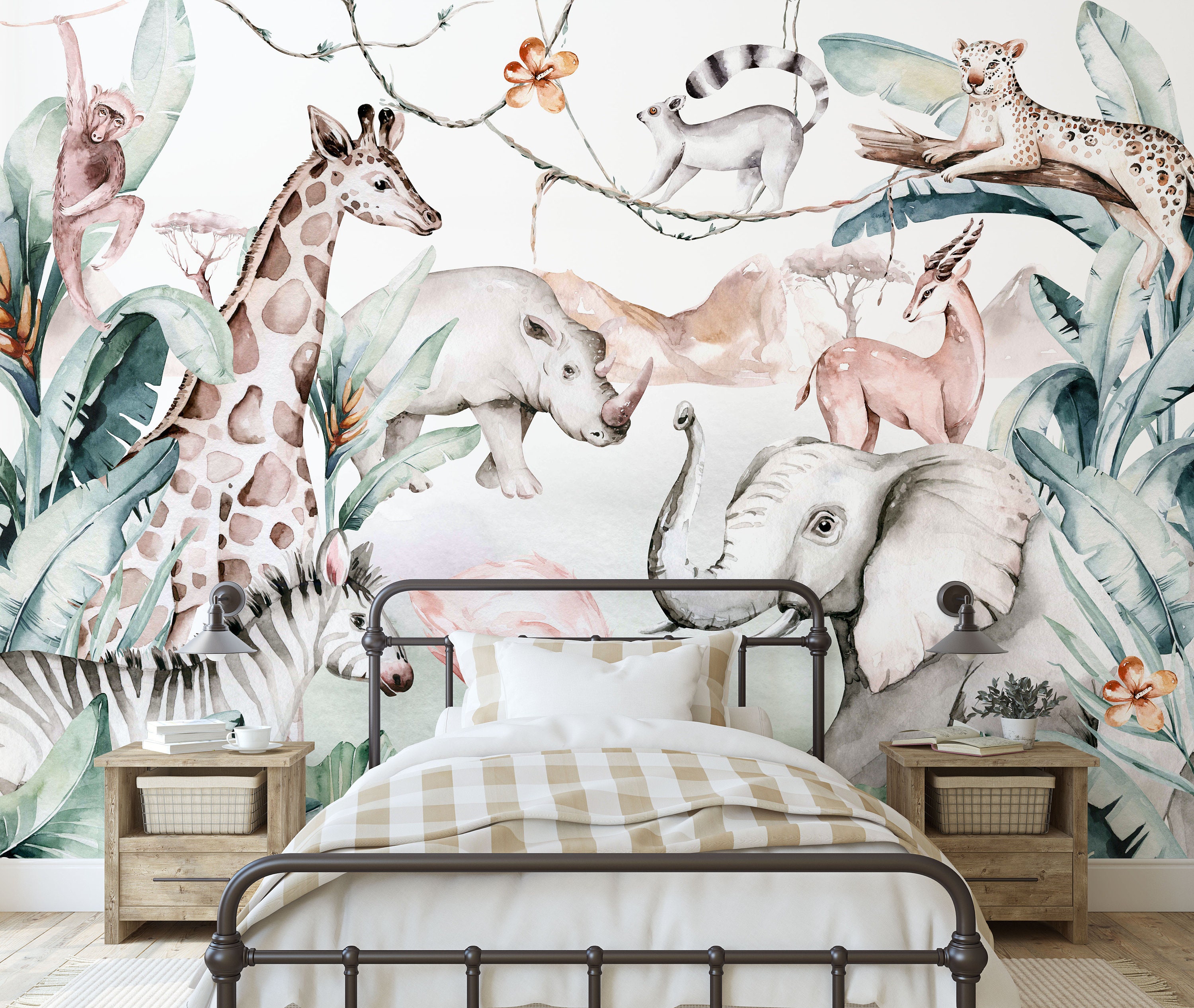 Tropical Jungle Wallpaper Mural KM056 Removable and | Etsy