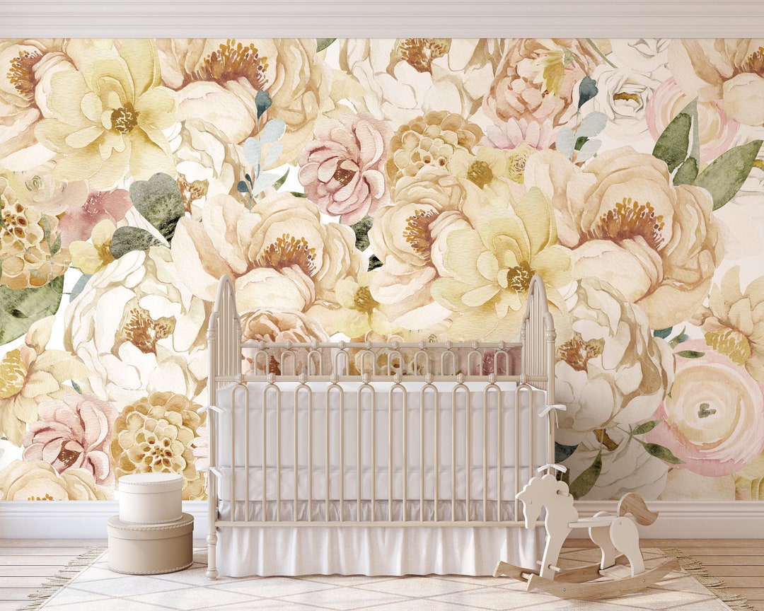 Floral Watercolor Mural – Sun Kissed Boho Peel and Stick Wallpaper ...
