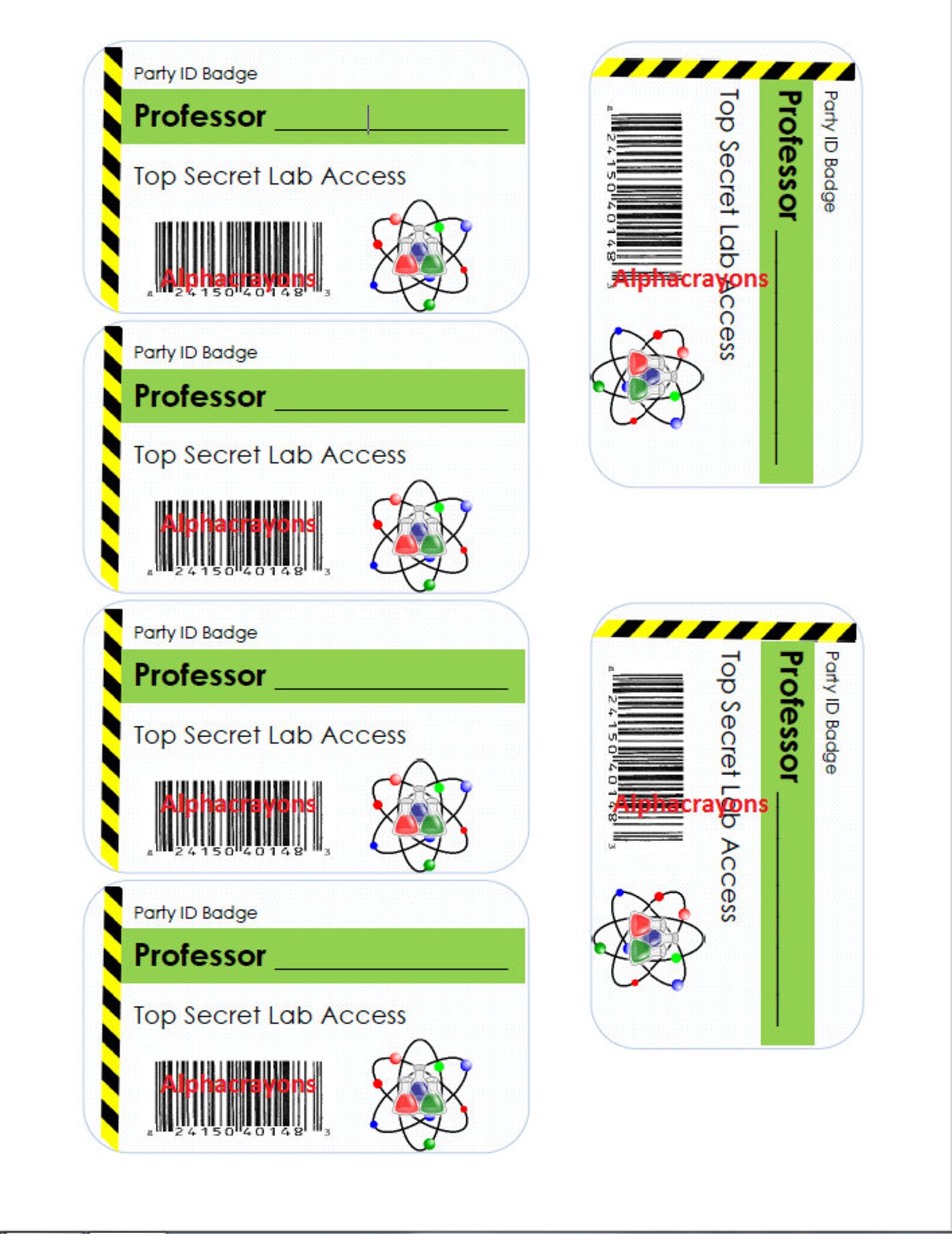 Downloadable Science Party ID Badges Science Birthday Party - Etsy