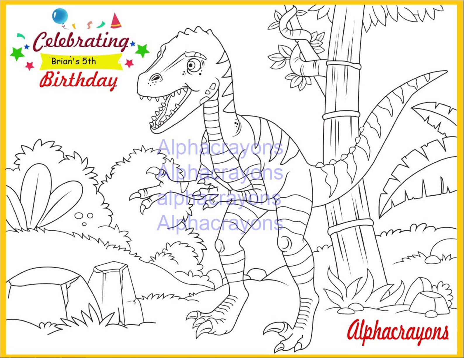 Downloadable Dinosaur Coloring Pages Dinosaur Birthday Party - Etsy