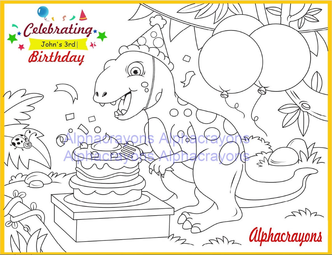 Downloadable Dinosaur Coloring Pages- Dinosaur Birthday Party- Custom ...