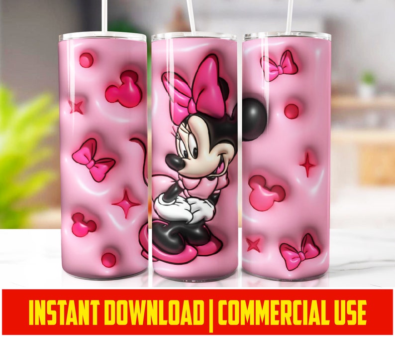 Minnie Mouse Inflated Tumbler Wrap Png, Minnie Mouse Sublimation Design ...