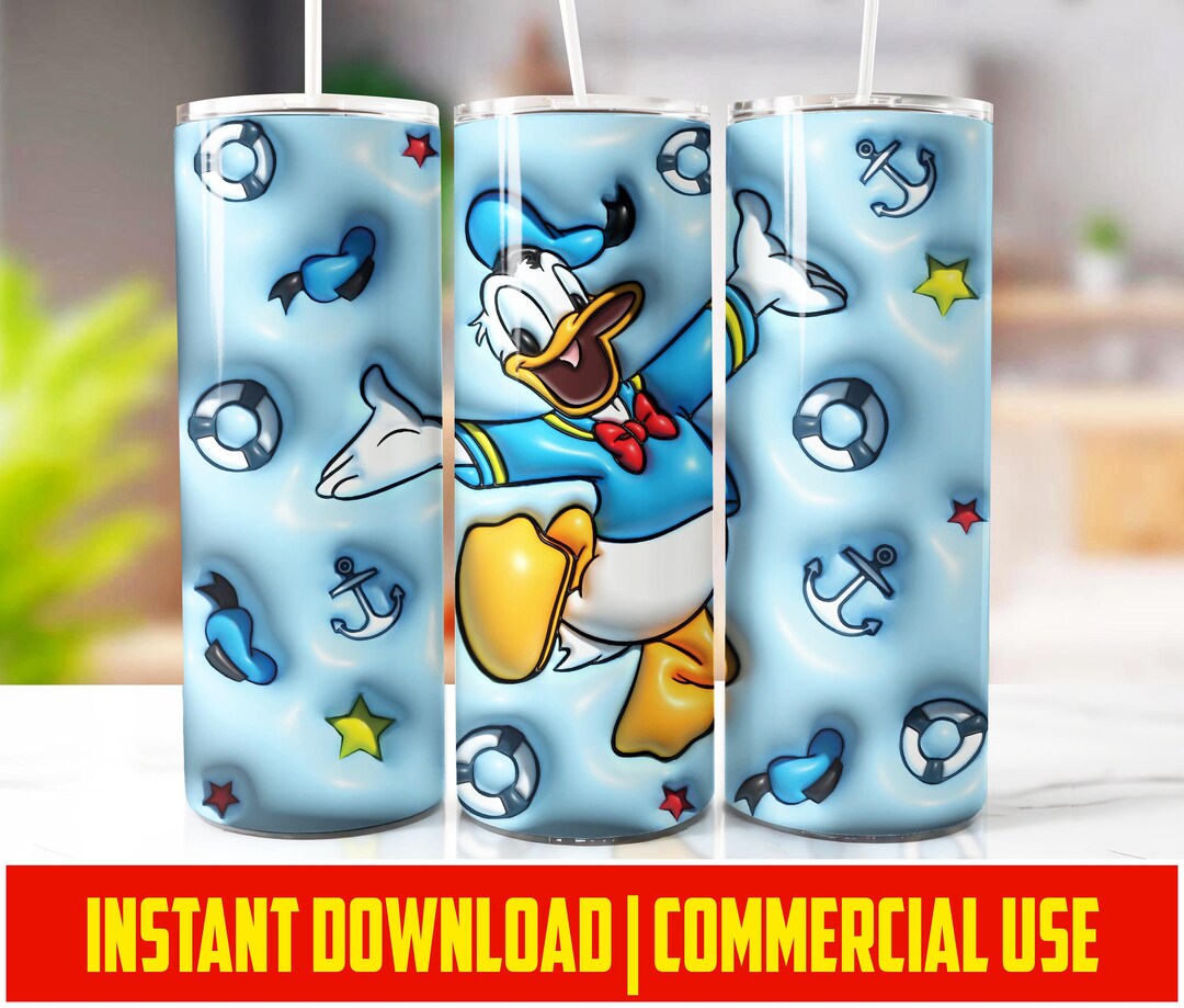 Donald Duck Inflated Tumbler Wrap Png, Donald Duck Sublimation Design ...