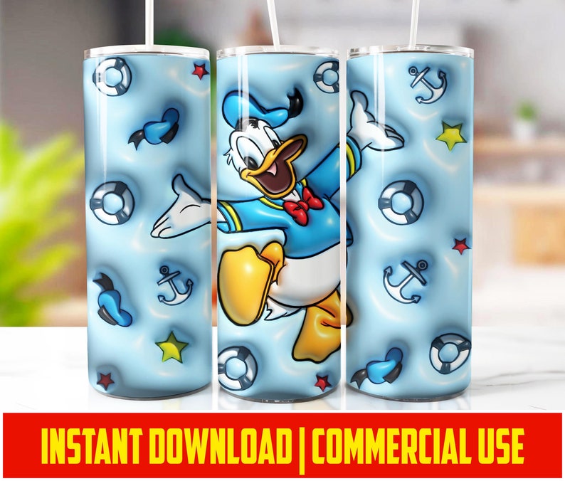 Donald Duck Inflated Tumbler Wrap Png, Donald Duck Sublimation Design ...