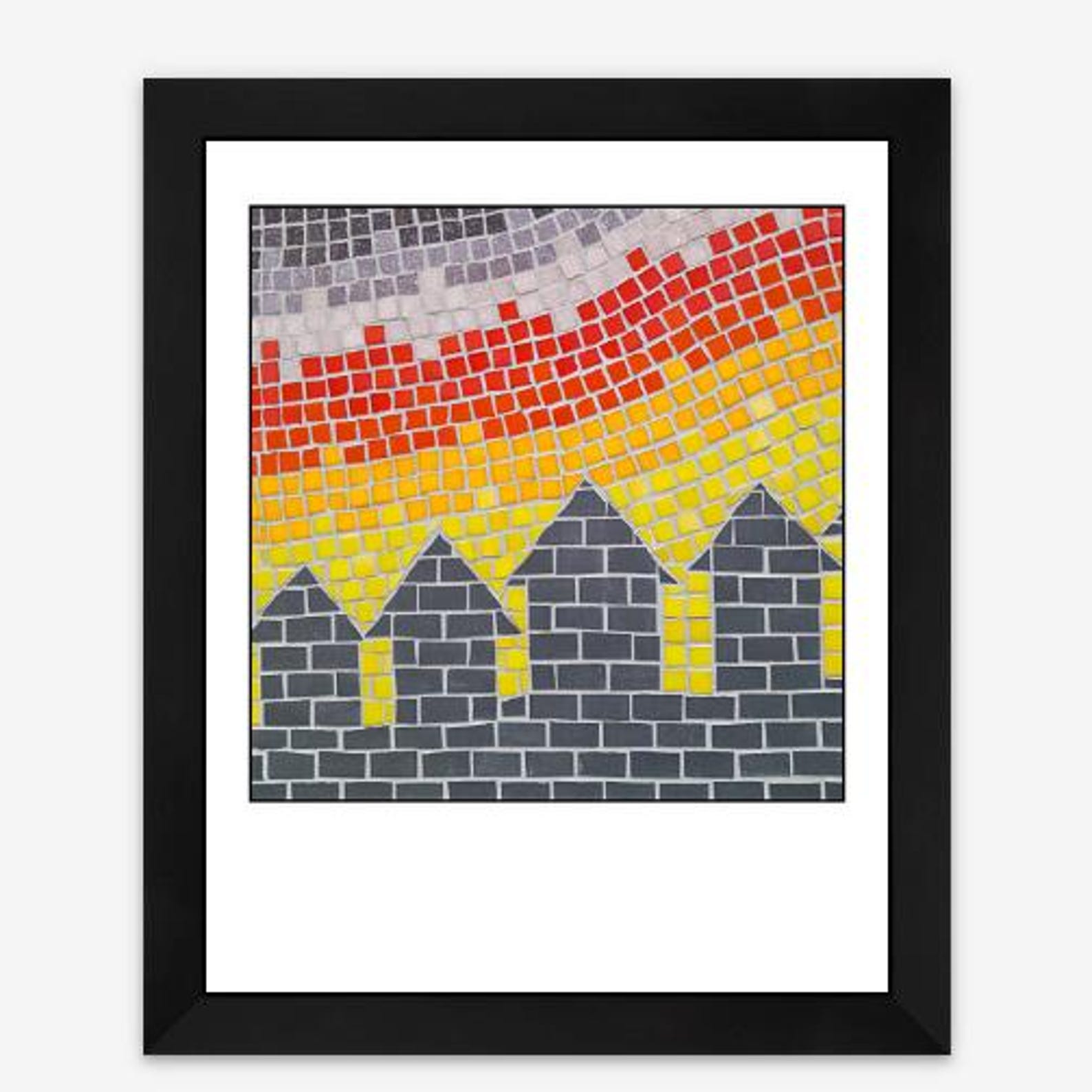 Sunset Mosaic Beach Huts Digital Art Print, 8 X 10 Inch Sized Printable ...