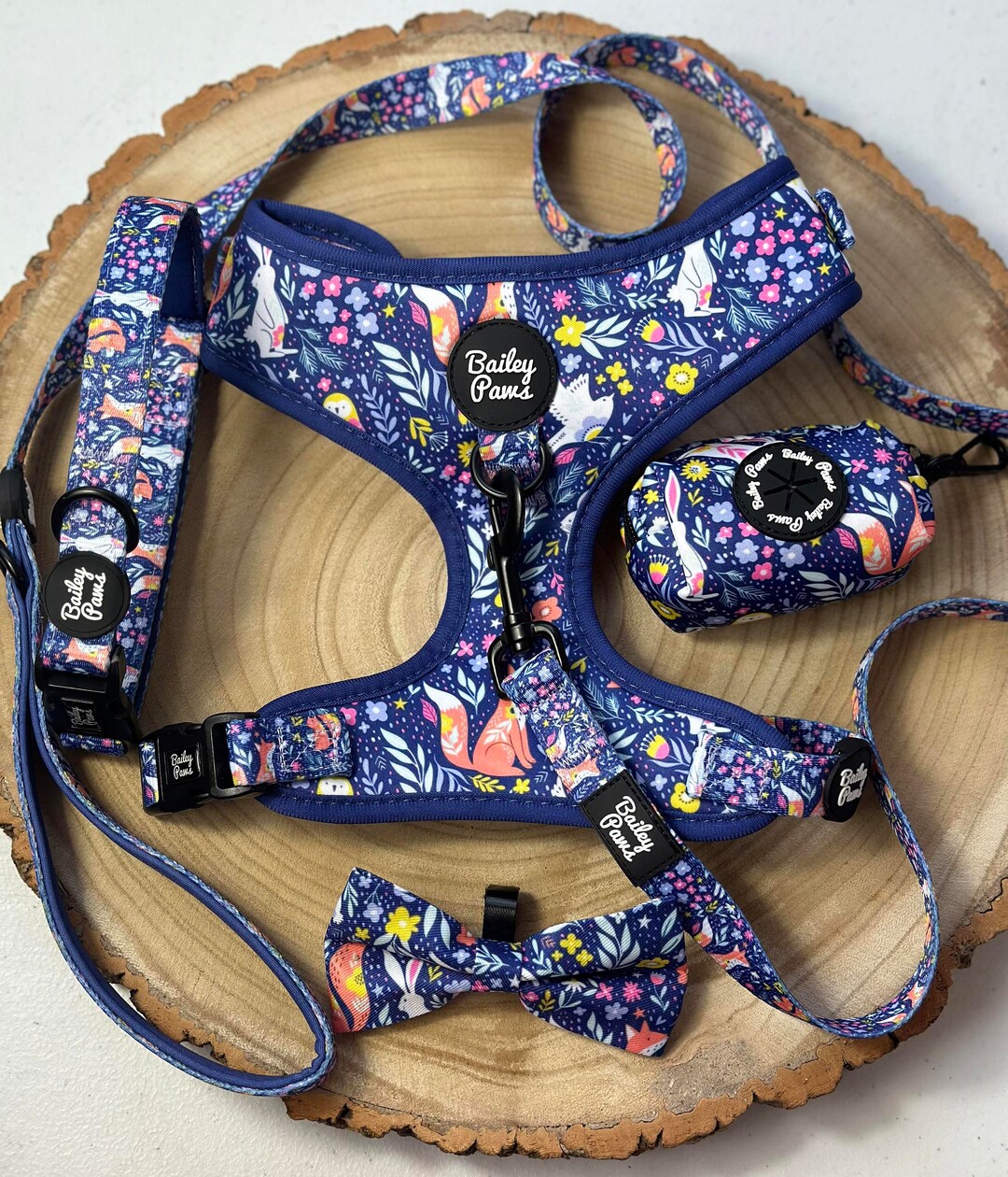 Dog Harness Set Fox Forest Harness and Lead Set Puppy Harness and Lead ...