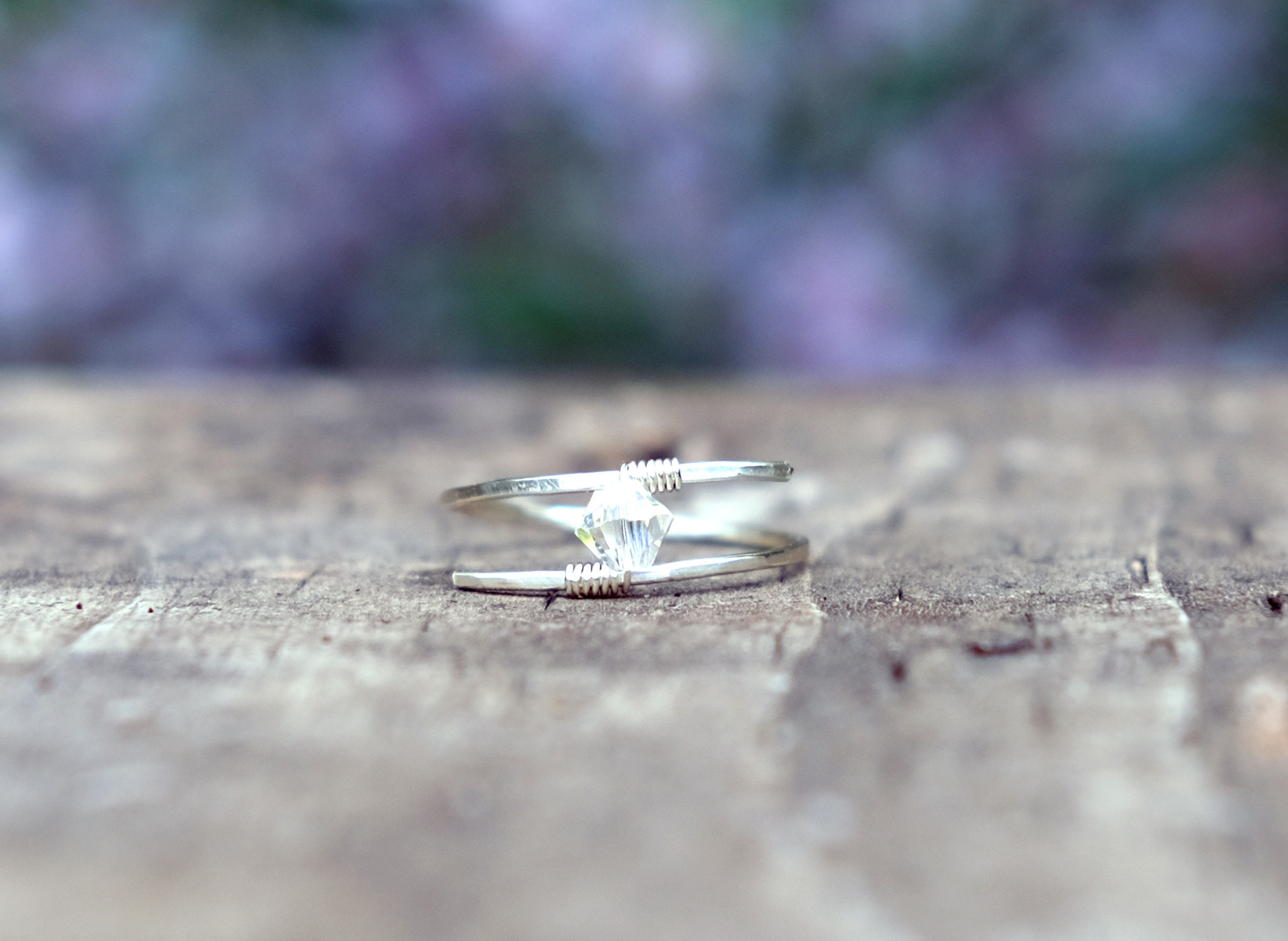 Open Ended Ring Birthstone Gemstone Ring Hand Forged Ring - Etsy