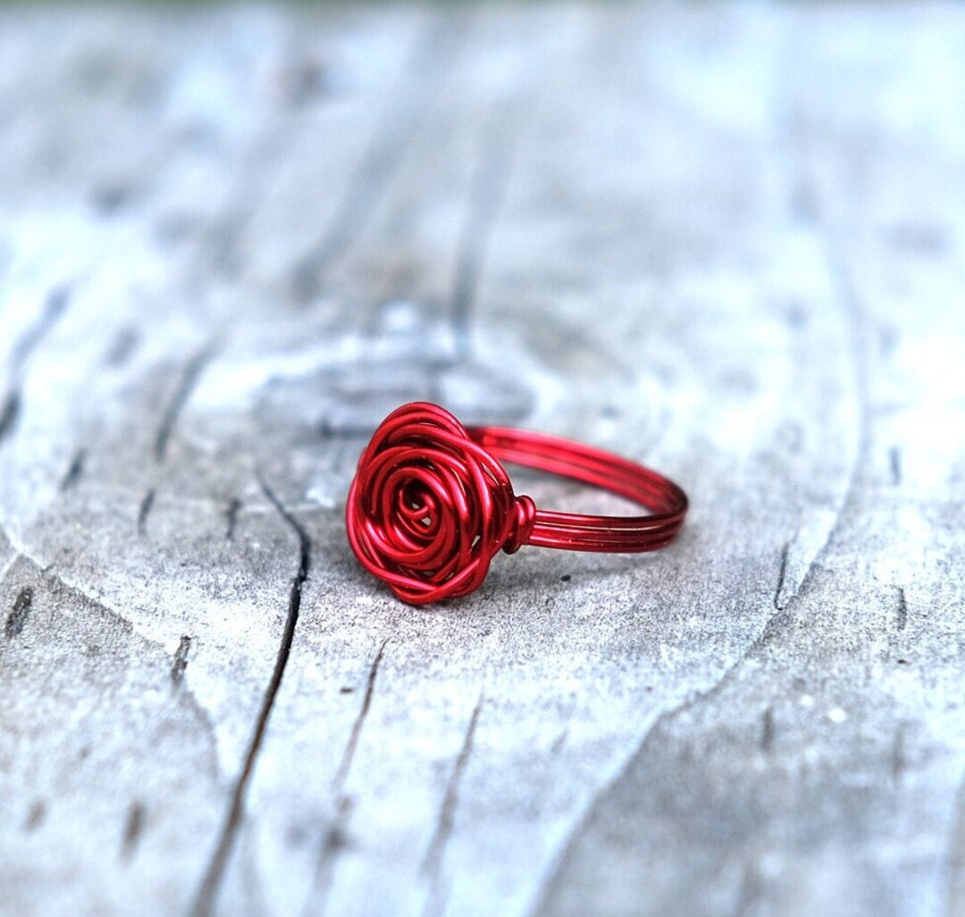 Red Rose Ring. Flower Ring. Rose Jewelry. Flower Jewelry. Cute Gift for ...