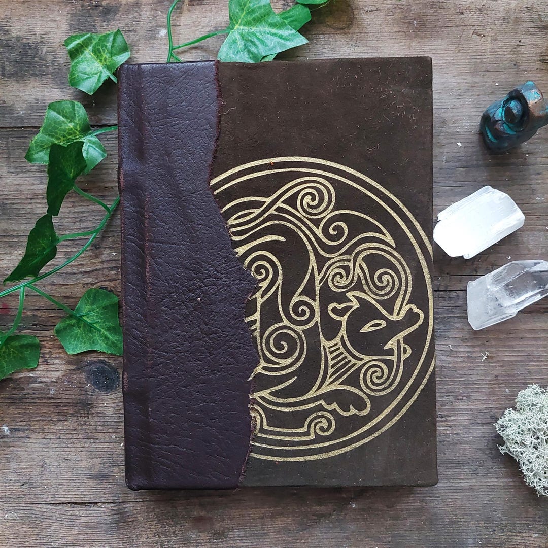 Celtic Wolf Diary - Leather Bound Animal Notebook - Stylized Dog ...