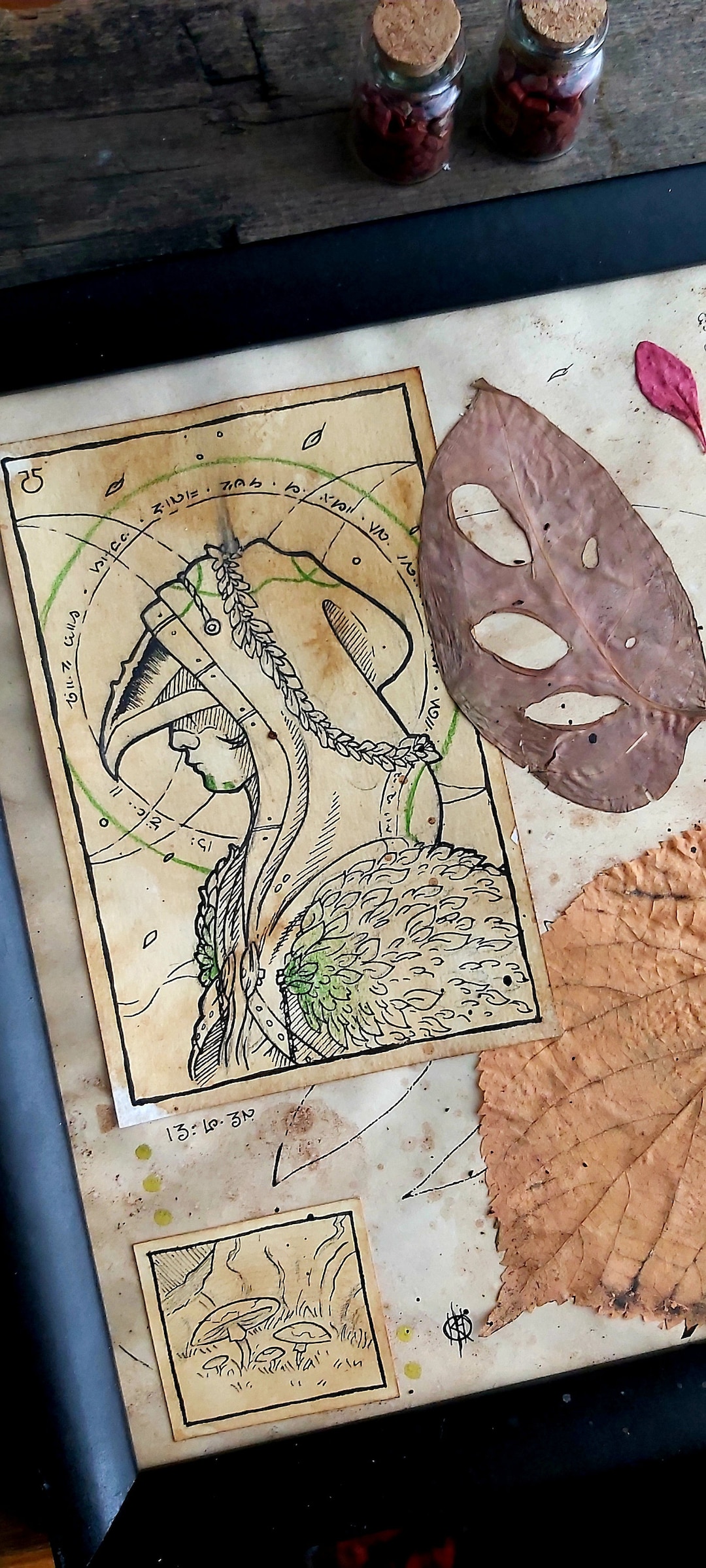 Ink Drawing Collage - Handdrawn Alchemy Pagan - Mystical Artwork ...