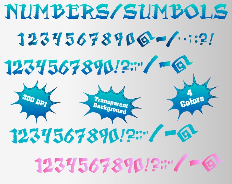 Moana Full Alphabet Numbers and Symbols 284 PNG 300 dpi | Etsy