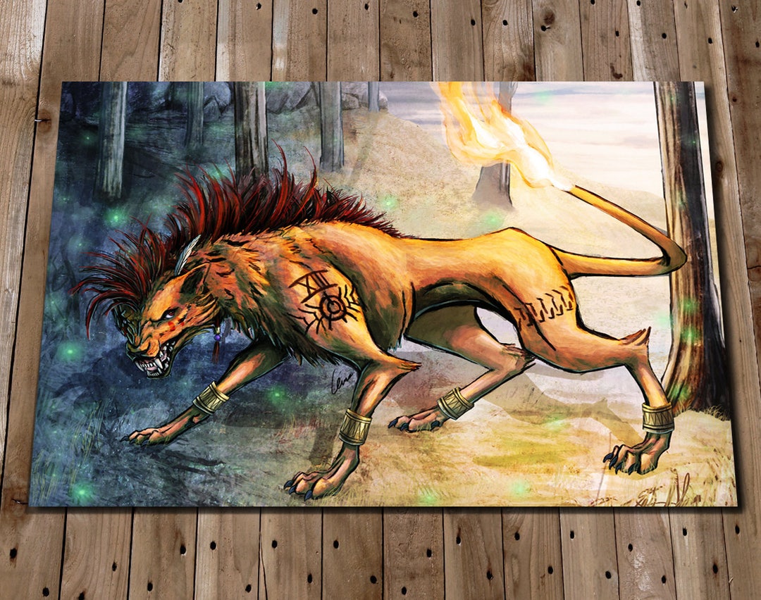 Final Fantasy 7 Print - Red XIII Art Painting - Nanaki Poster - Final ...