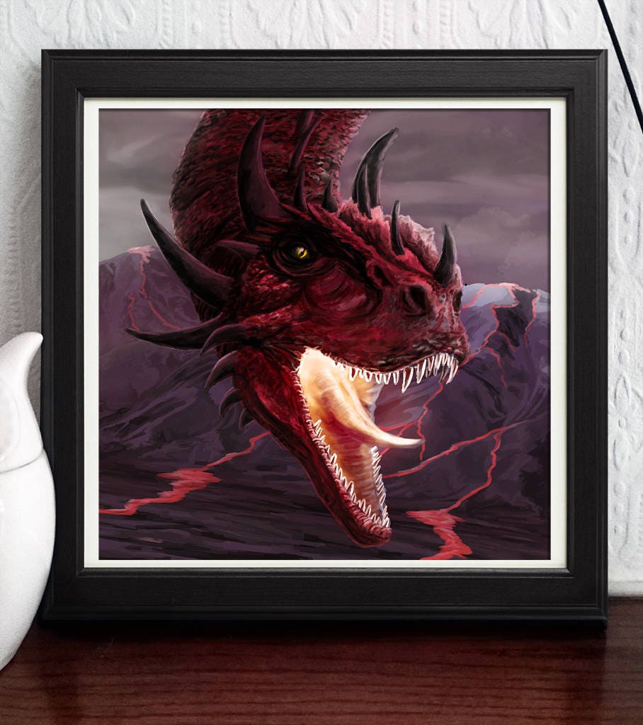 Fire Dragon Art Dragon Print Red Dragon Painting Print - Etsy