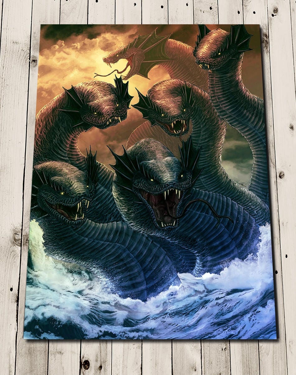 HYDRA Fantasy Art PRINT Mythical Creatures Snake Poster - Etsy