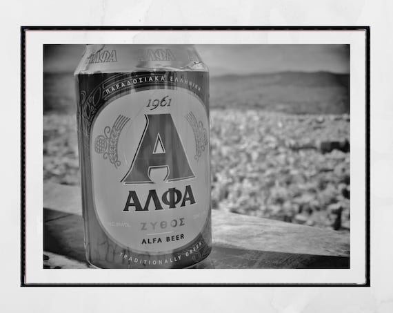 Alfa Hellenic Beer Poster Athens Greece Black and White | Etsy UK