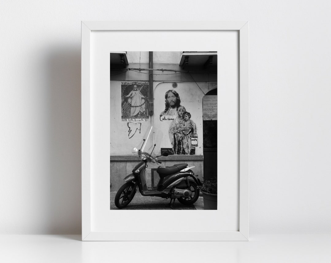 Palermo Sicily Black and White Photography Print Vespa Poster Religious ...
